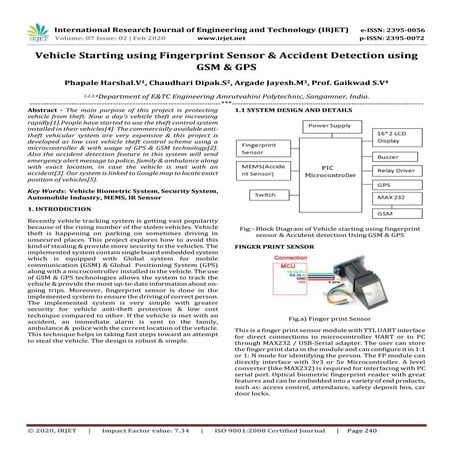 Irjet Vehicle Starting Using Fingerprint Sensor And Accident Detection Using Gsm And Gps Pdf