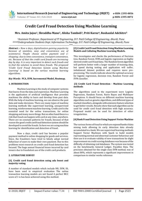 Credit card fraud detection through machine learning | PDF