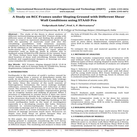 IRJET- A Study on RCC Frames under Sloping Ground with Different Shear Wall Conditions using ...