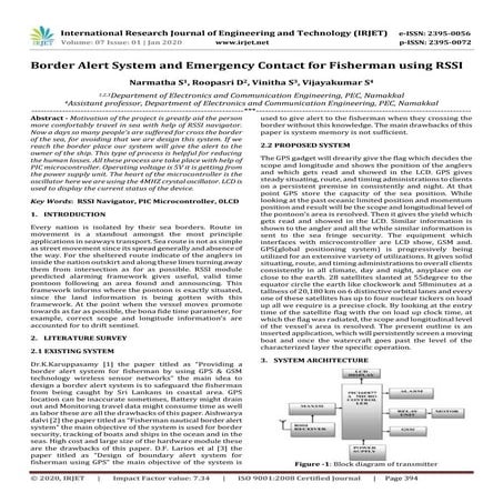 IRJET- Border Alert System and Emergency Contact for Fisherman using RSSI | PDF