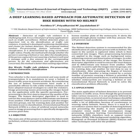 Irjet A Deep Learning Based Approach For Automatic Detection Of Bike