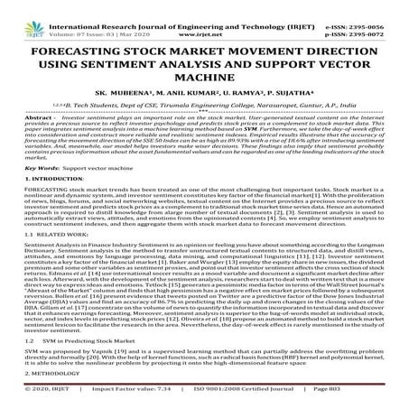 Irjet Forecasting Stock Market Movement Direction Using Sentiment