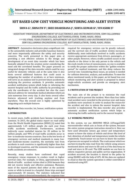 Automatic Accident Detection and Emergency Alert System using IoT | PDF