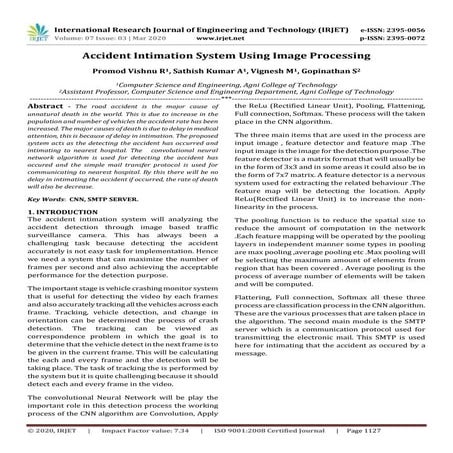 Irjet Accident Intimation System Using Image Processing Pdf Email