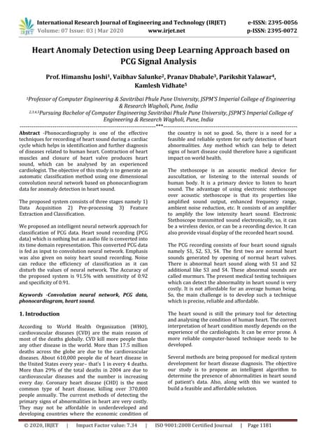 Irjet Heart Anomaly Detection Using Deep Learning Approach Based On