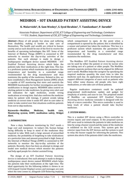 Mediminder: IoT Based Smart Medicine Box | PDF | Internet of Things | Internet
