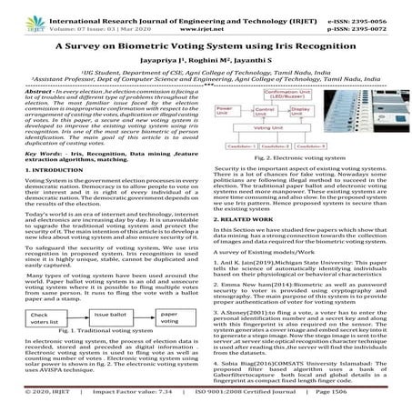 IRJET - A Survey on Biometric Voting System using Iris Recognition ...