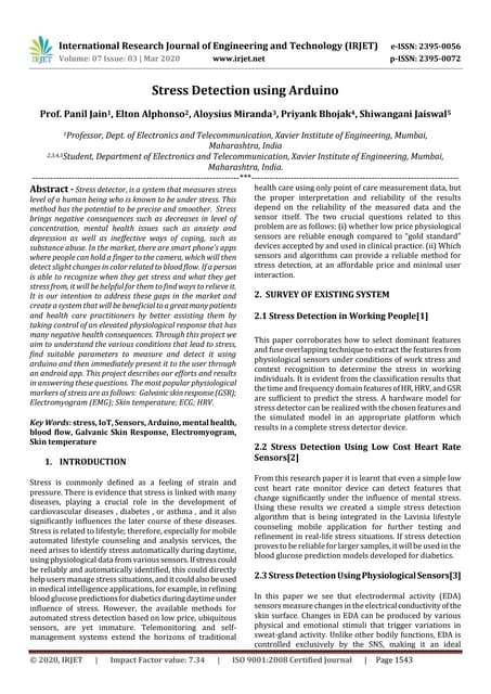 Stress detection using machine learning and iot | PPT