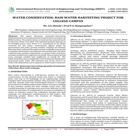 IRJET - Water Conservation: Rain Water Harvesting Project for College ...