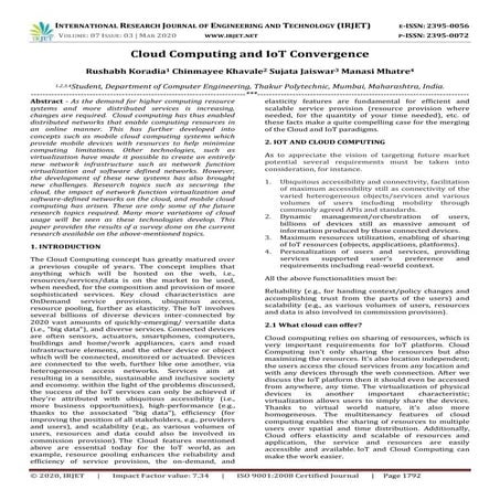Irjet Cloud Computing And Iot Convergence Pdf