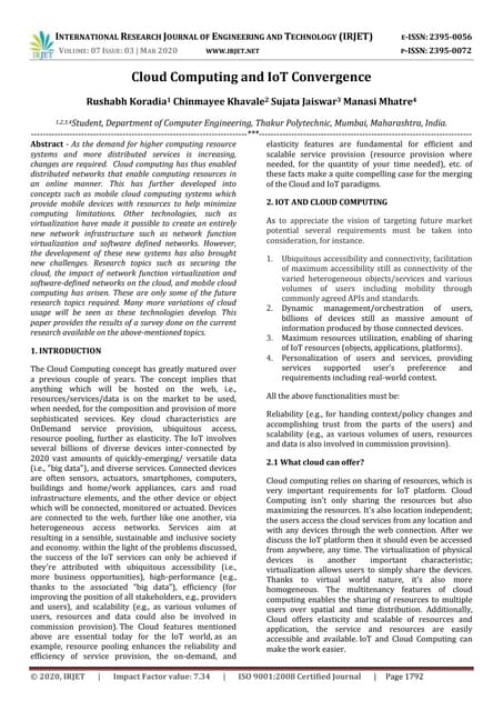Irjet Cloud Computing And Iot Convergence Pdf