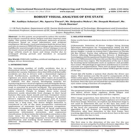 Irjet Robust Visual Analysis Of Eye State Pdf Eye And Vision