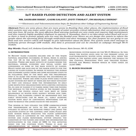 Irjet Iot Based Flood Detection And Alert System Pdf