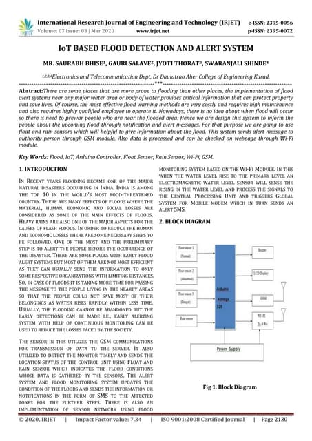 Irjet Iot Based Flood Detection And Alert System Pdf