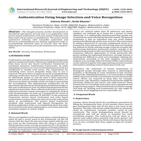 Irjet Authentication Using Image Selection And Voice Recognition Pdf