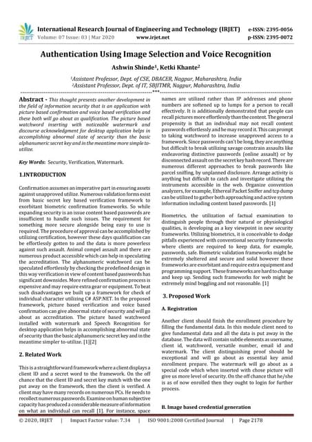 Irjet Authentication Using Image Selection And Voice Recognition Pdf