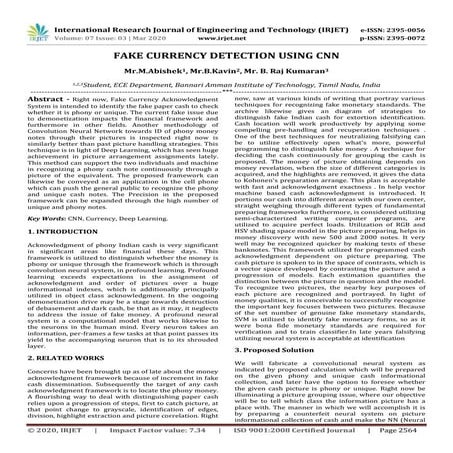 IRJET - Fake Currency Detection using CNN | PDF