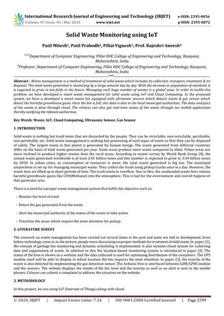 IoT WASTE MANAGEMENT SYSTEM . pptx | PPTX