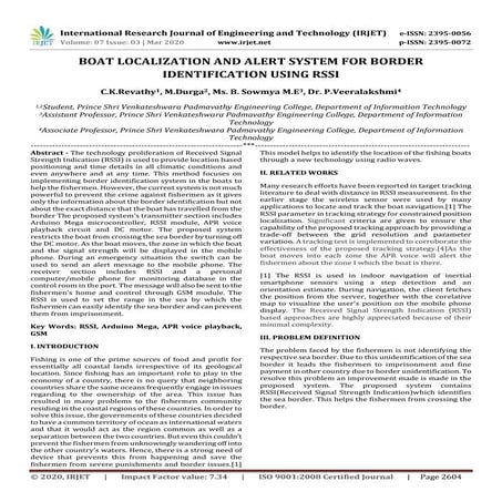 IRJET - Boat Localization and Alert System for Border Identification using RSSI | PDF