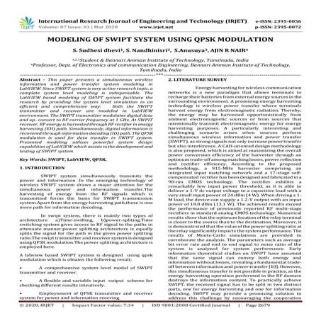 Irjet Modeling Of Swipt System Using Qpsk Modulation Pdf