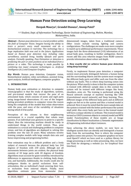 Irjet Human Pose Detection Using Deep Learning Pdf