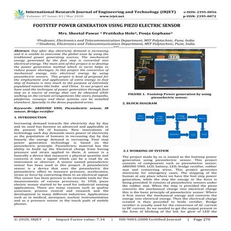 IRJET - Footstep Power Generation using Piezo Electric Sensor | PDF