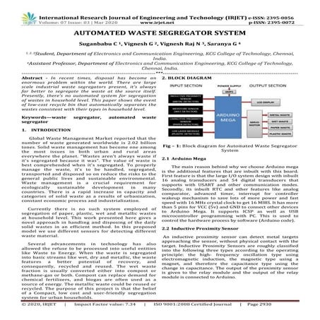 AUTOMATED WASTE SEGREGATOR | PDF