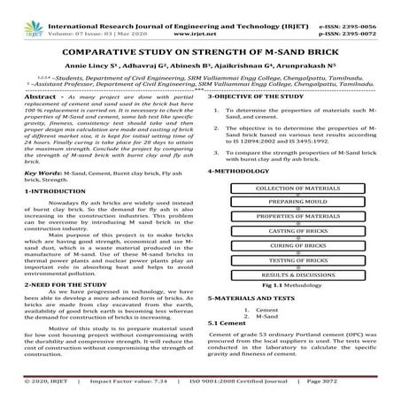 IRJET - Comparative Study on Strength of M-Sand Brick | PDF