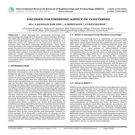 Irjet Encoded Polymorphic Aspect Of Clustering Pdf
