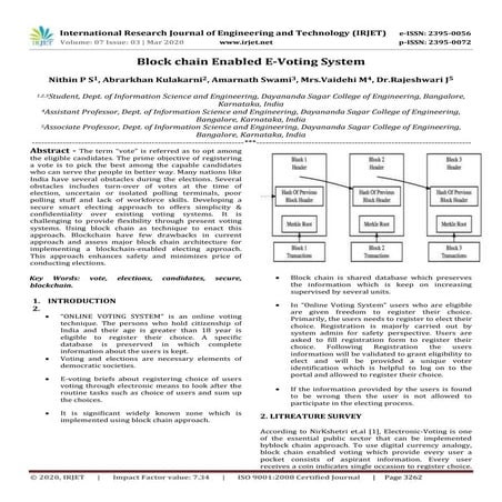 Irjet Block Chain Enabled E Voting System Pdf