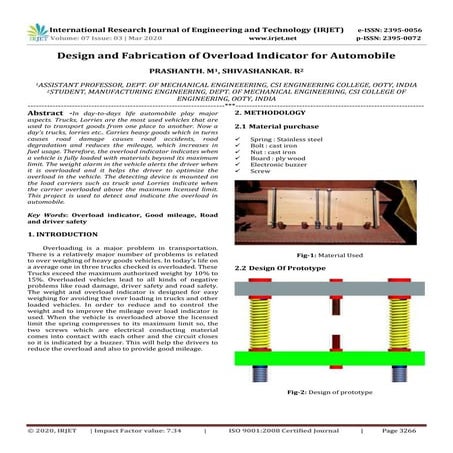 IRJET - Design and Fabrication of Overload Indicator for Automobile | PDF