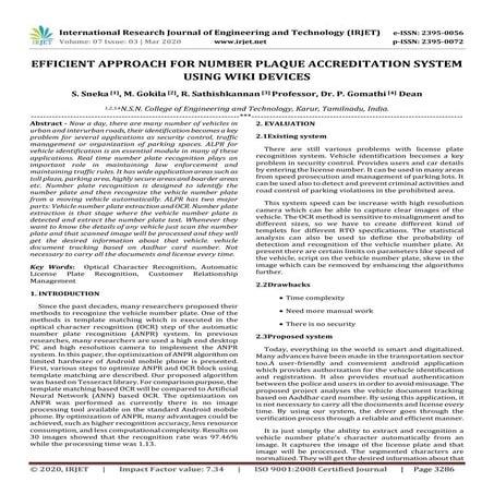 Irjet Efficient Approach For Number Plaque Accreditation System Using Wiki Devices Pdf 4141