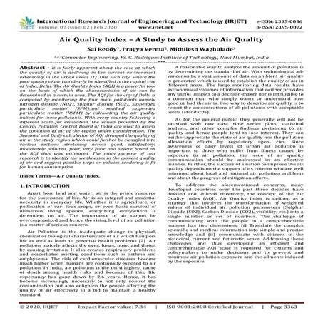 IRJET - Air Quality Index – A Study to Assess the Air Quality | PDF
