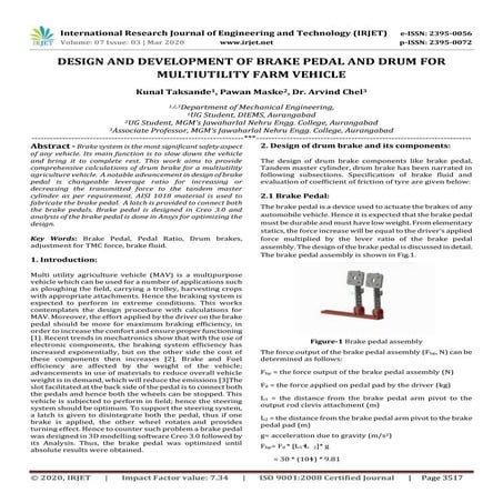 IRJET- Design and Development of Brake Pedal and Drum for Multiutility ...