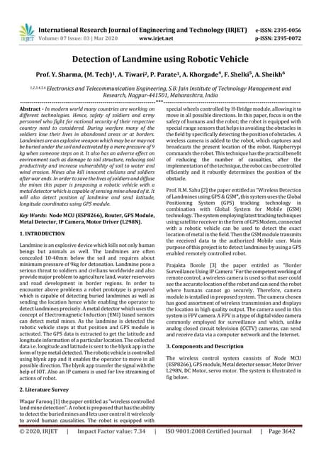IRJET - Detection of Landmine using Robotic Vehicle | PDF IRJET - Detection of Landmine using Robotic Vehicle | PDF
