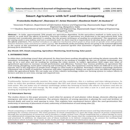 Irjet Smart Agriculture With Iot And Cloud Computing Pdf