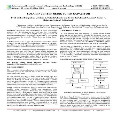IRJET - Solar Inverter using Super Capacitor | PDF