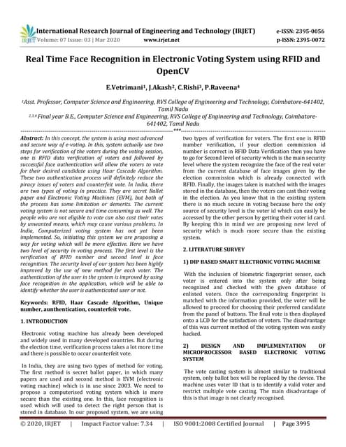 Smart Voting System with Face Recognition | PPTX