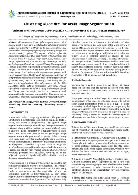 Irjet Clustering Algorithm For Brain Image Segmentation Pdf