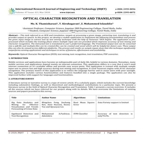 Irjet Optical Character Recognition And Translation Pdf Desktop