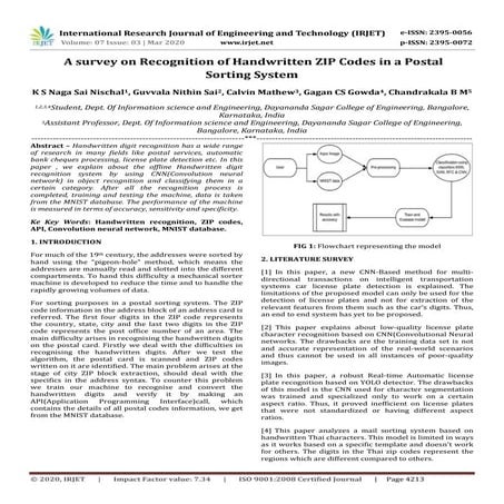 IRJET - A Survey on Recognition of Handwritten ZIP Codes in a Postal ...