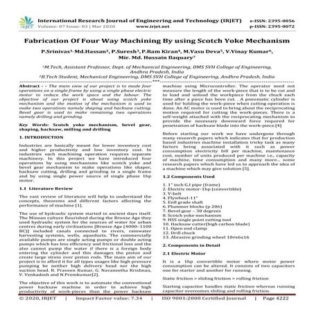 IRJET - Fabrication of Four Way Machining by using Scotch Yoke ...