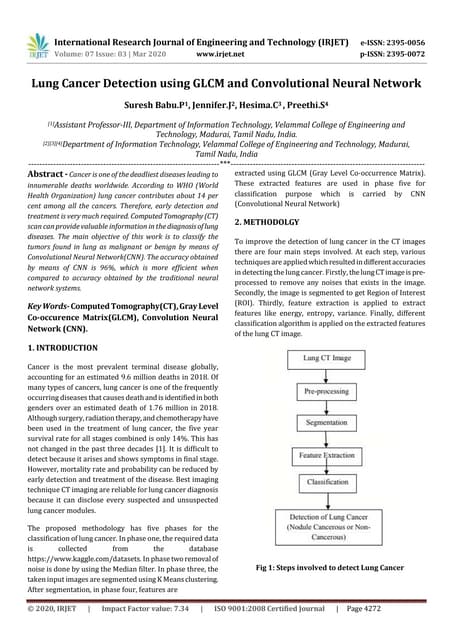 Irjet Lung Cancer Detection Using Glcm And Convolutional Neural