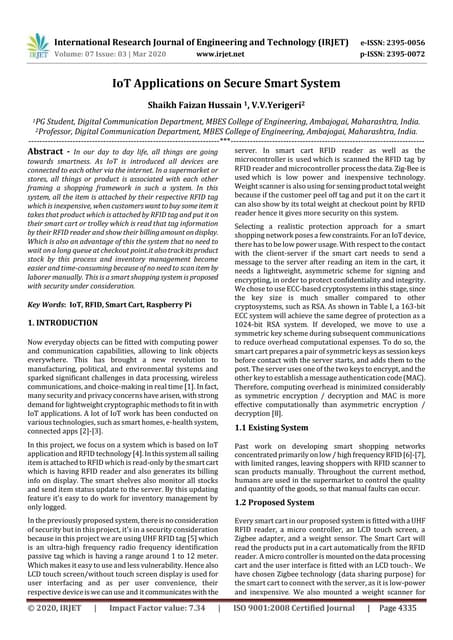 Smart shopping cart (using RFID) | PPTX