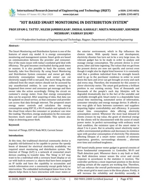 IoT Based Smart Energy Meter using Raspberry Pi and Arduino | PDF