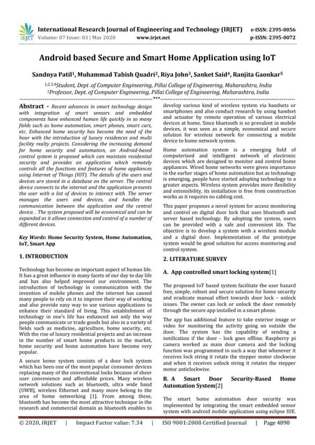 IRJET - Android based Secure and Smart Home Application using IoT | PDF IRJET - Android based Secure and Smart Home Application using IoT | PDF