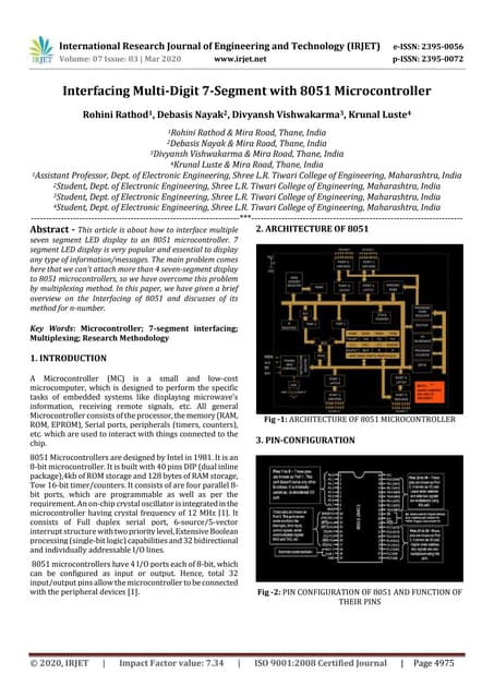 Irjet Interfacing Multi Digit 7 Segment With 8051 Microcontroller Pdf Computer Peripherals
