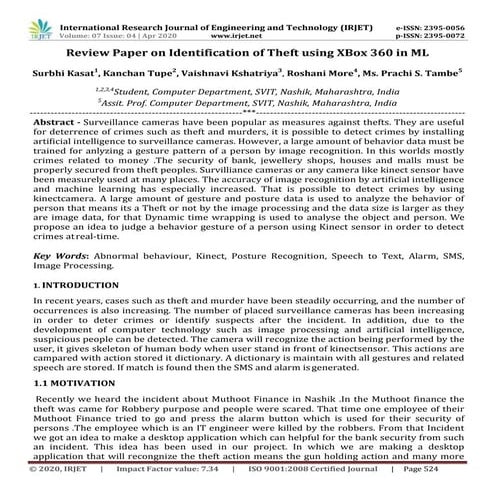 Irjet Review Paper On Identification Of Theft Using Xbox 360 In Ml Pdf