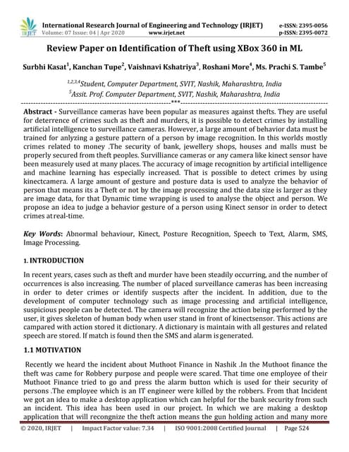 Irjet Review Paper On Identification Of Theft Using Xbox 360 In Ml Pdf