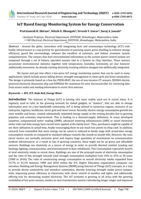 IoT Based Smart Energy Meter using Raspberry Pi and Arduino | PDF